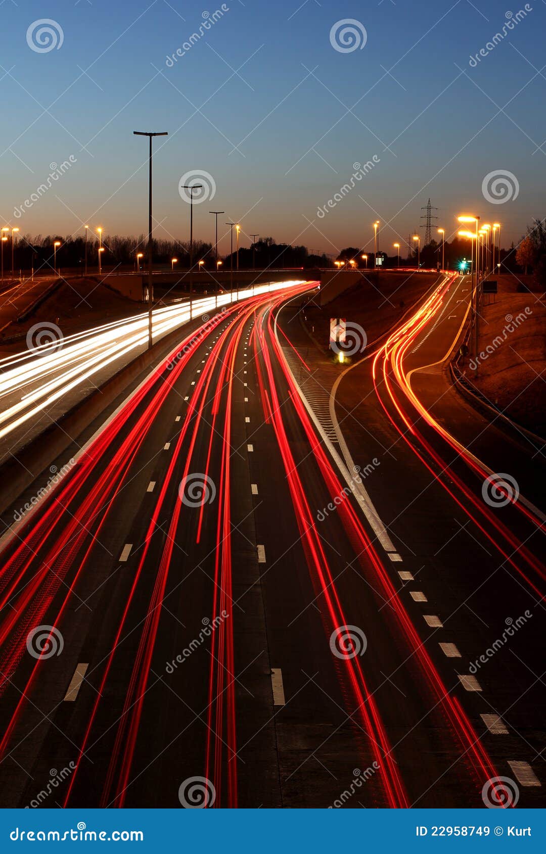 Highway at night stock image. Image of mobility, autobahn - 22958749