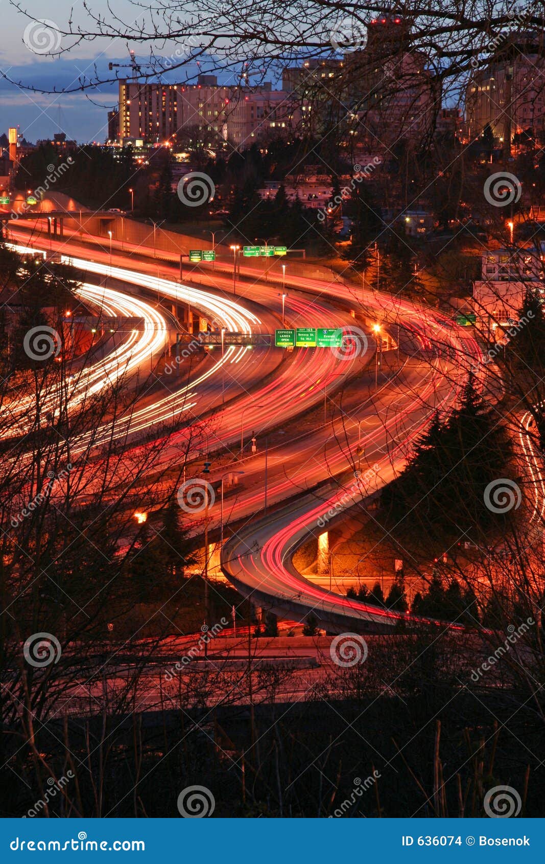 Highway at night stock photo. Image of luminous, motion - 636074