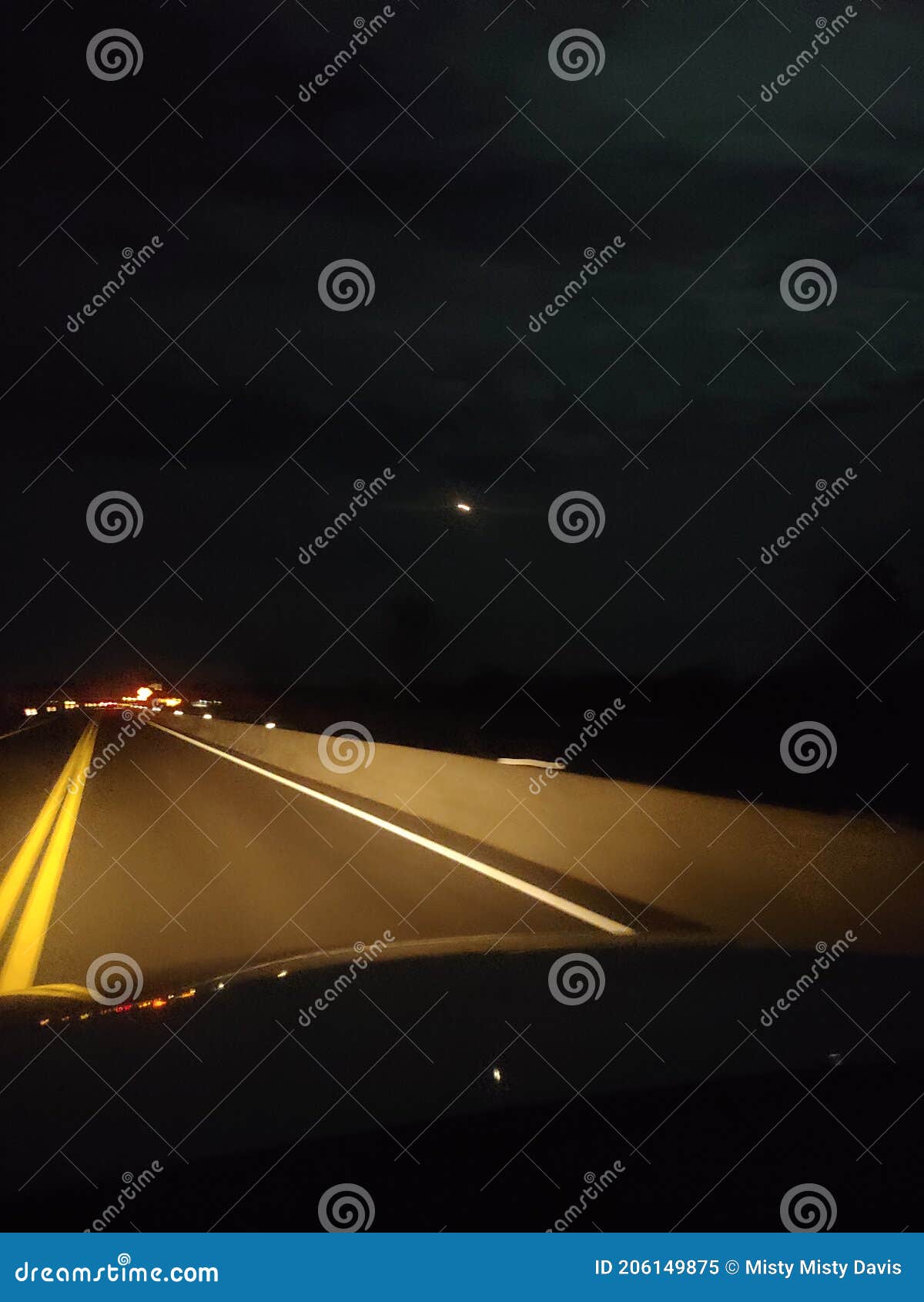 Highway at night stock image. Image of dark, night, highway - 206149875