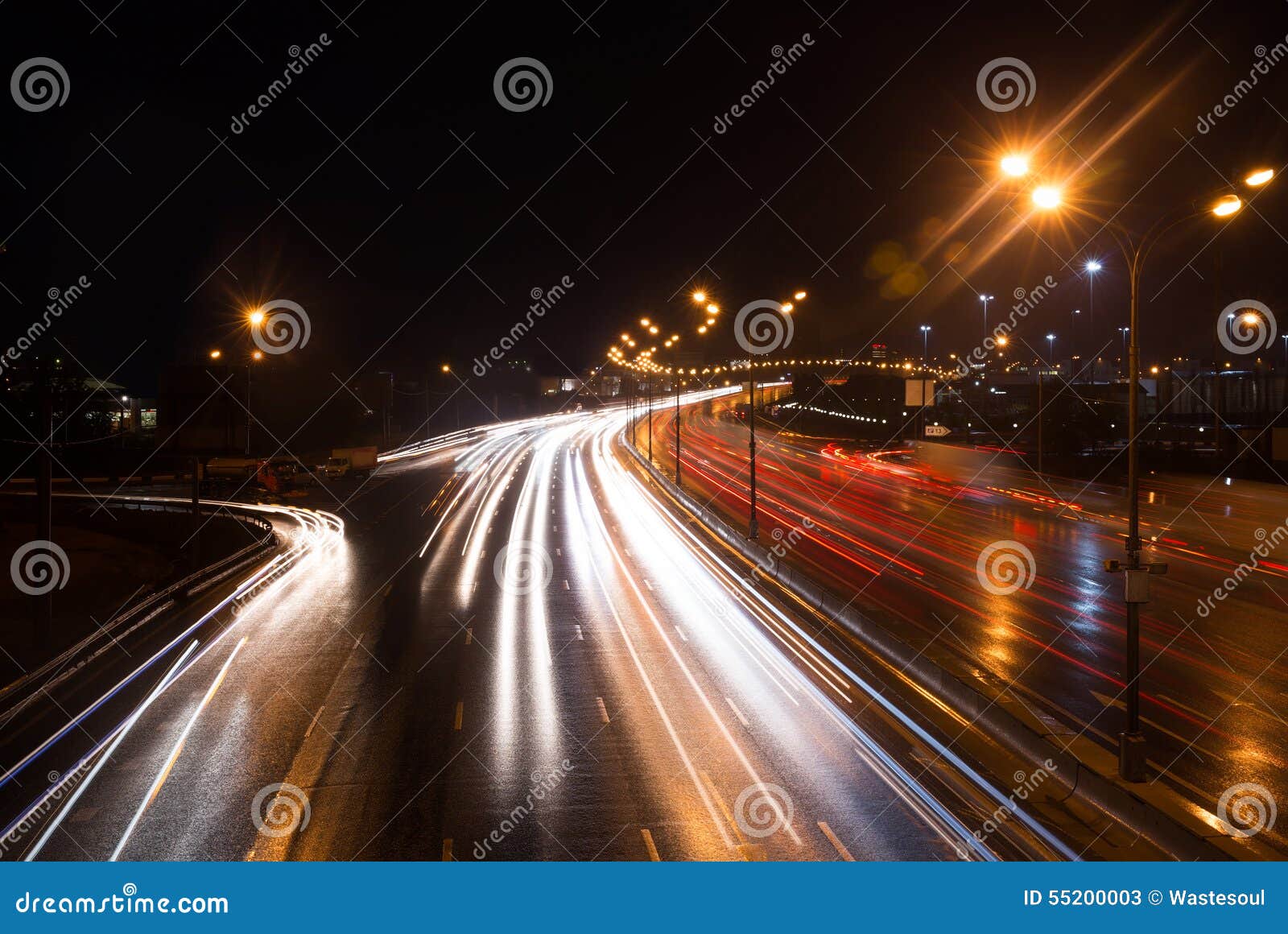 Highway at night stock image. Image of asphalt, driving - 55200003