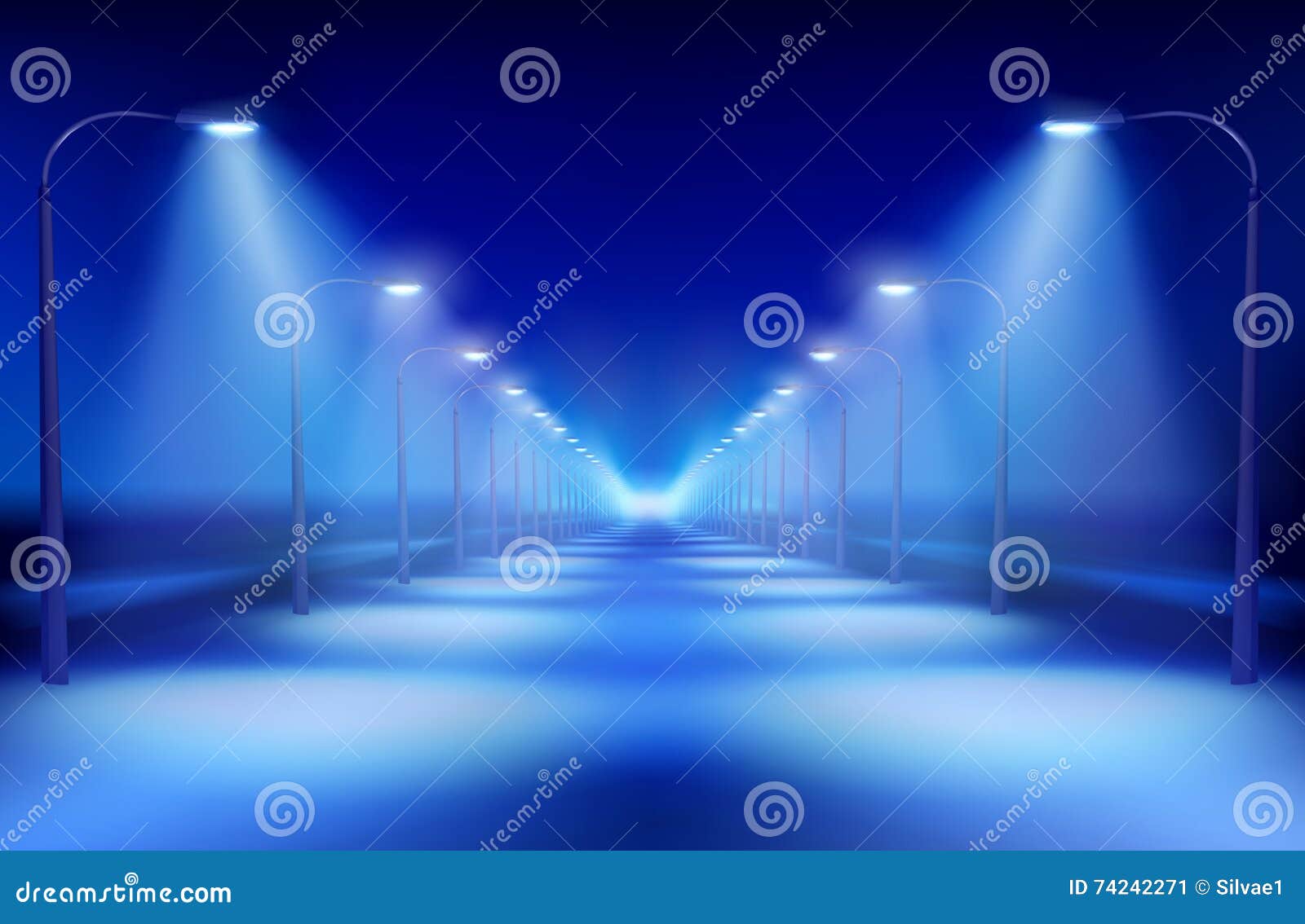 Highway in the Night. Vector Illustration. Stock Vector - Illustration ...