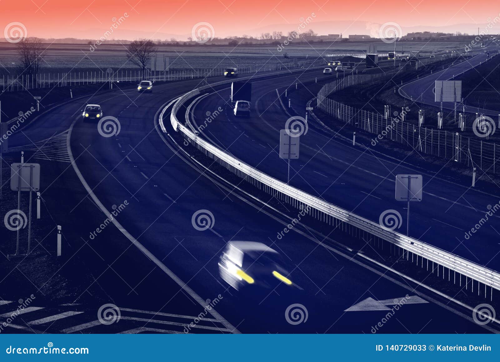 A highway at night. stock image. Image of truck, vehicle - 140729033