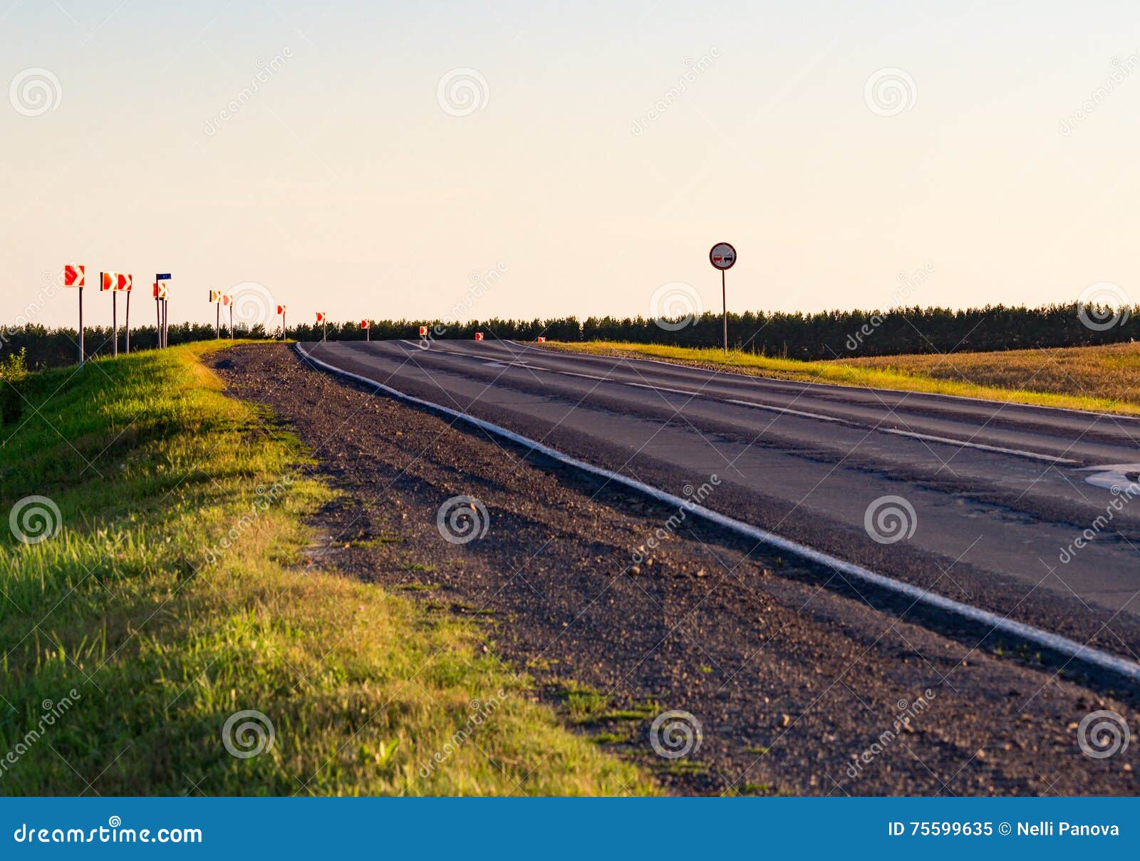 Highway Outside the City at Night Stock Image - Image of evening ...