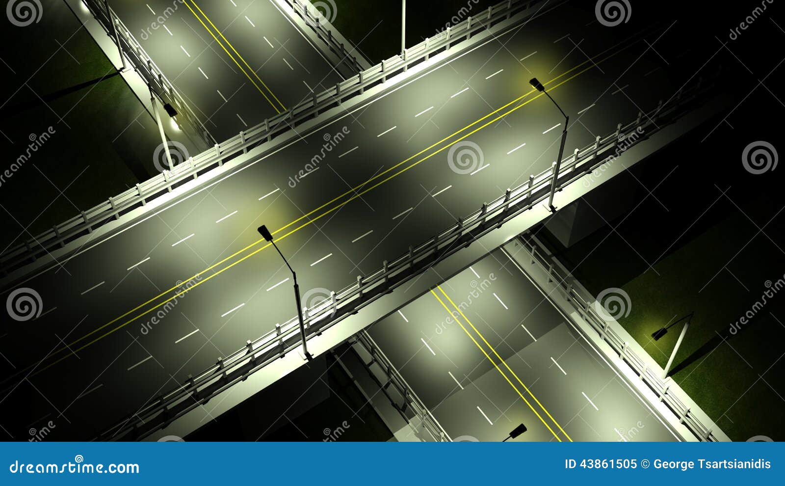 Highway with Overpass Bridge Stock Illustration - Illustration of ...