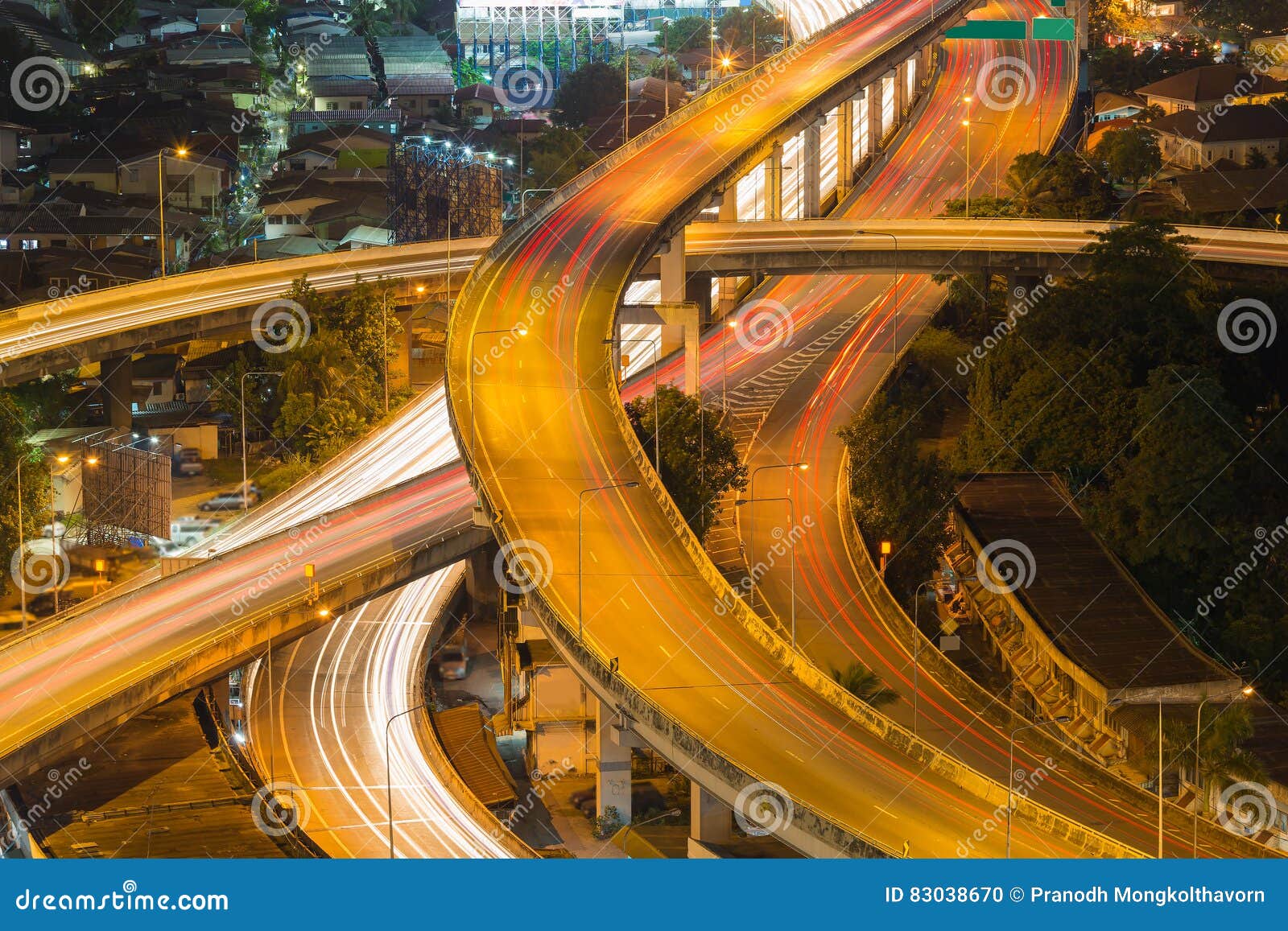 Highway Overpass Intersection Long Exposure Stock Photo - Image of ...
