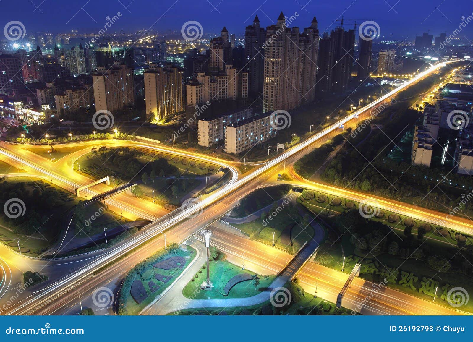 Highway overpass at night stock photo. Image of road - 26192798