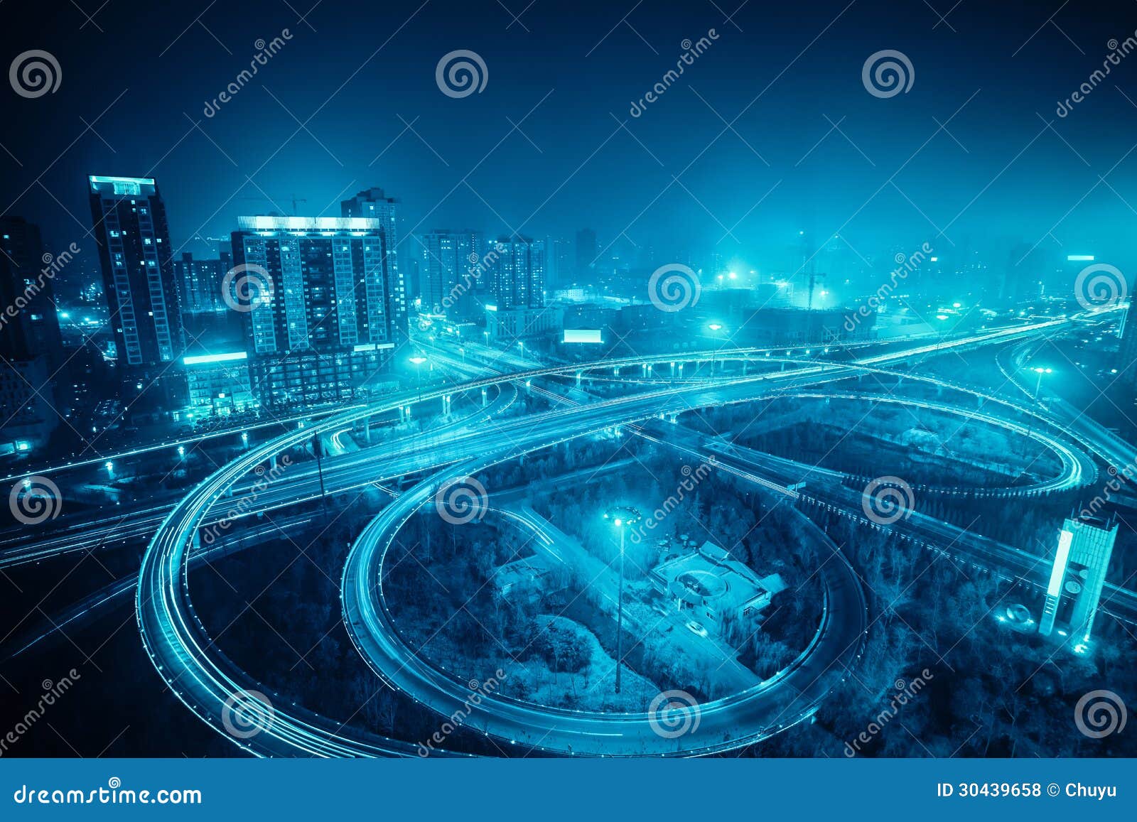 Highway Overpass at Night in Xian Stock Photo - Image of night, city ...
