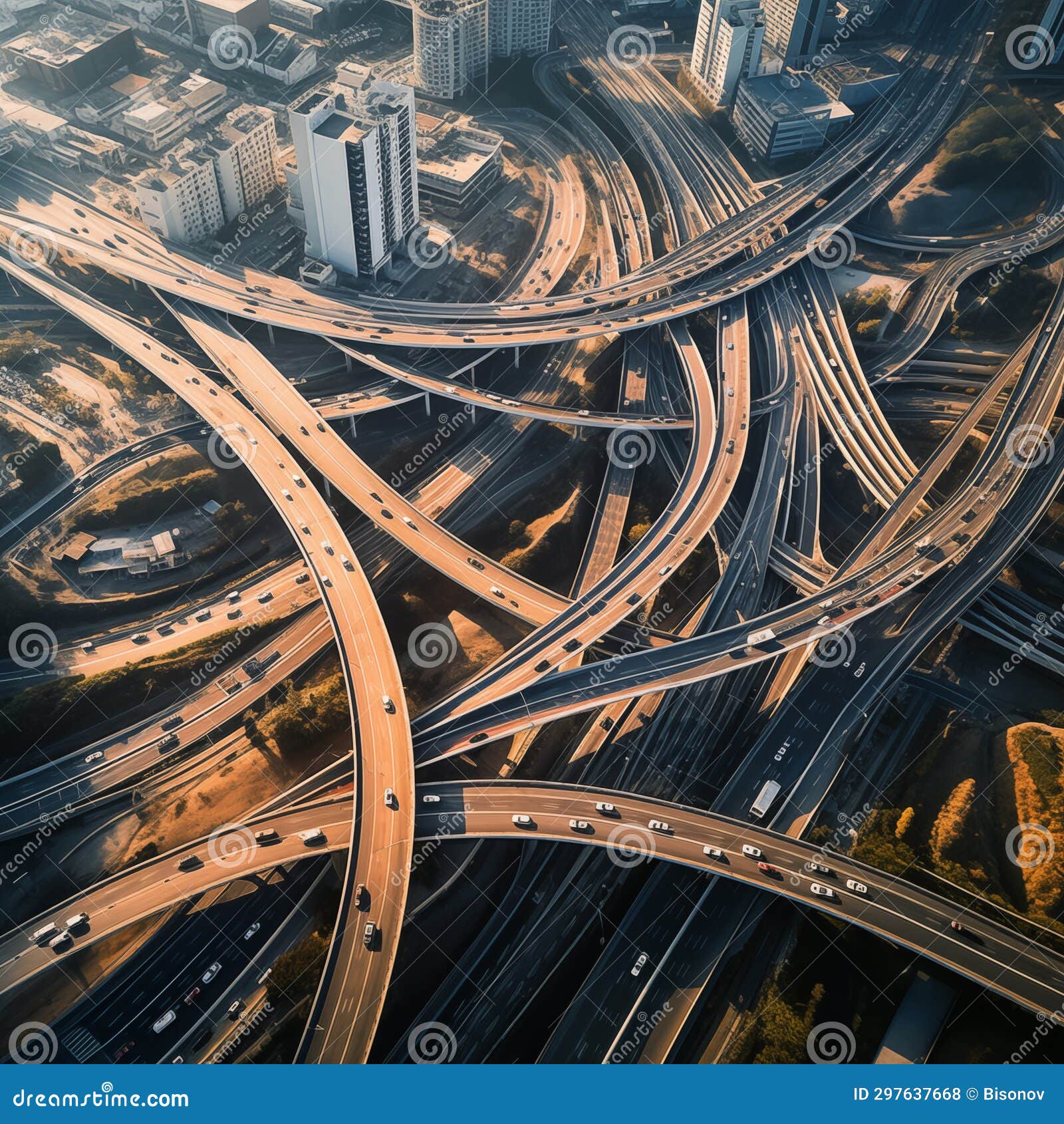 Highway and Overpass View from Above Stock Photo - Image of curve ...