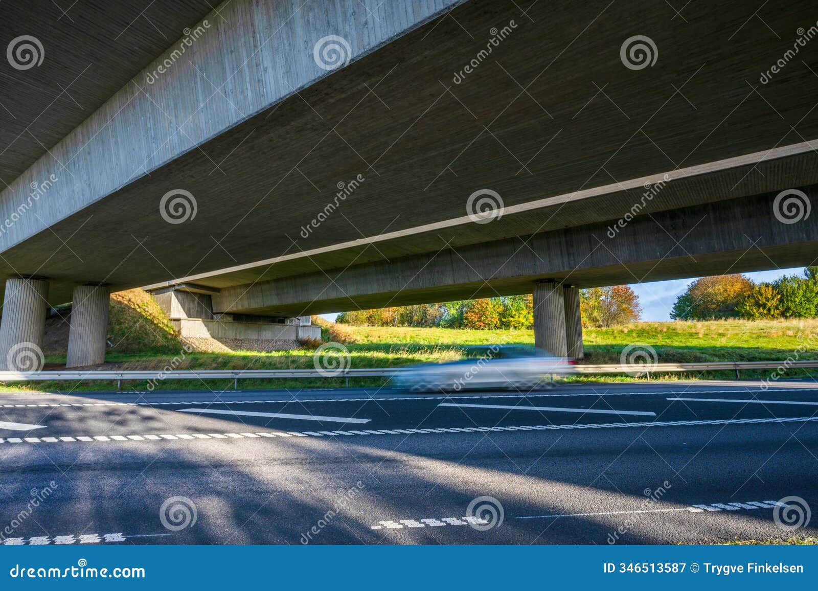 Highway Overpass Viewed from Underneath.. Stock Image - Image of dark ...