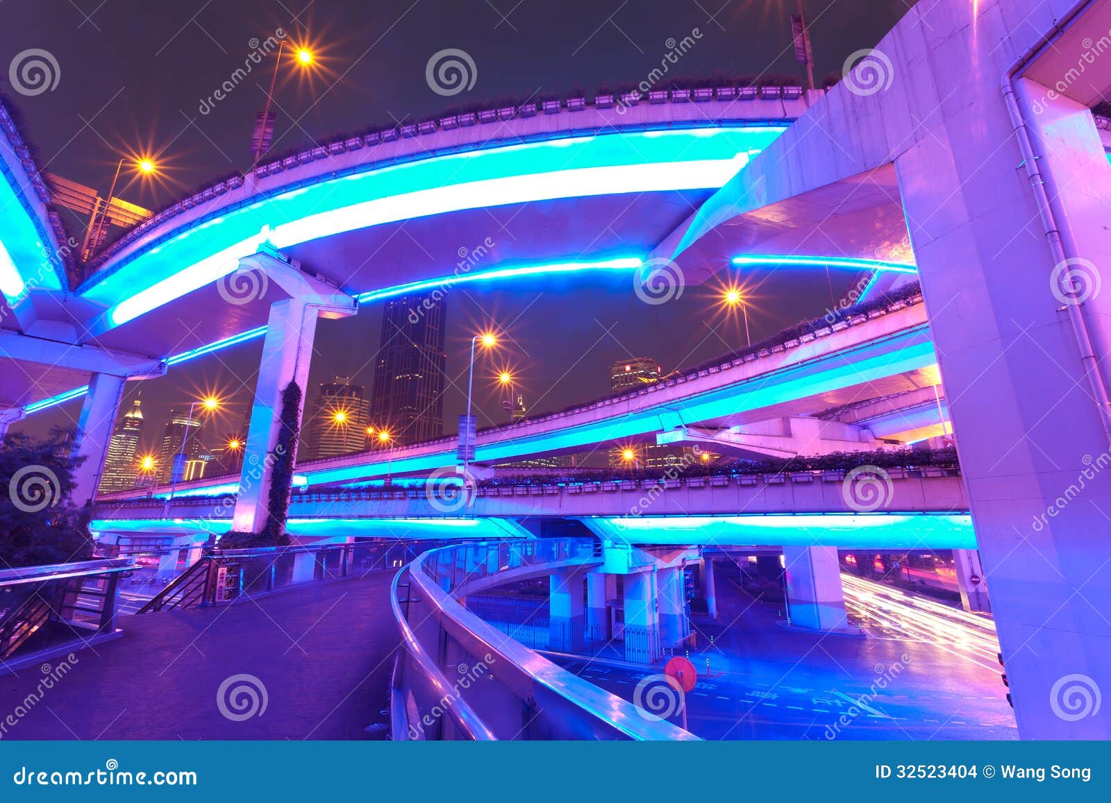 Highway overpasses night stock photo. Image of drive - 32523404