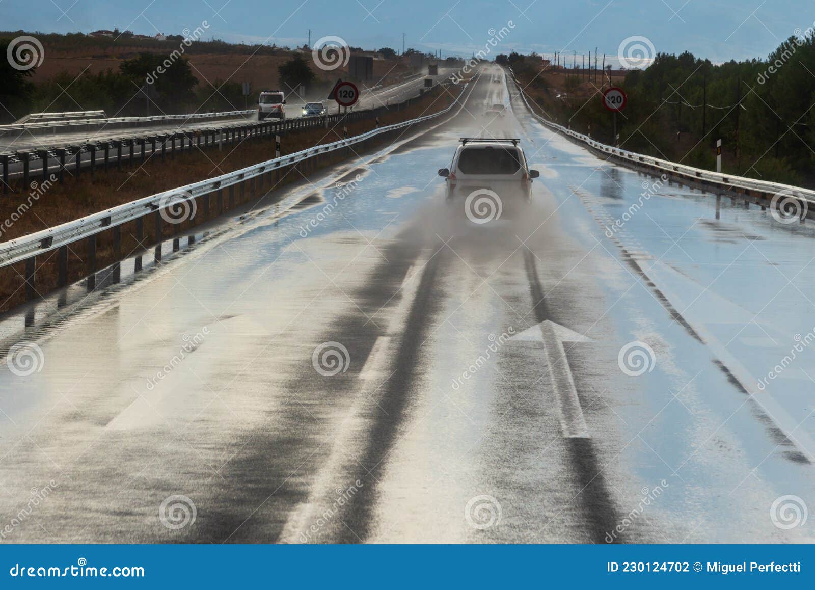 Highway with a Pool of Water Stock Photo - Image of highway, winter ...