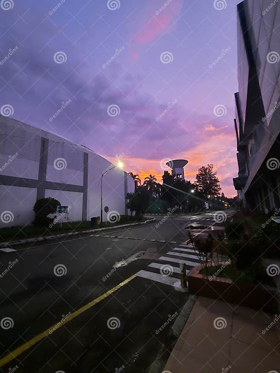 Highway with purple sky stock photo. Image of purple - 281501350