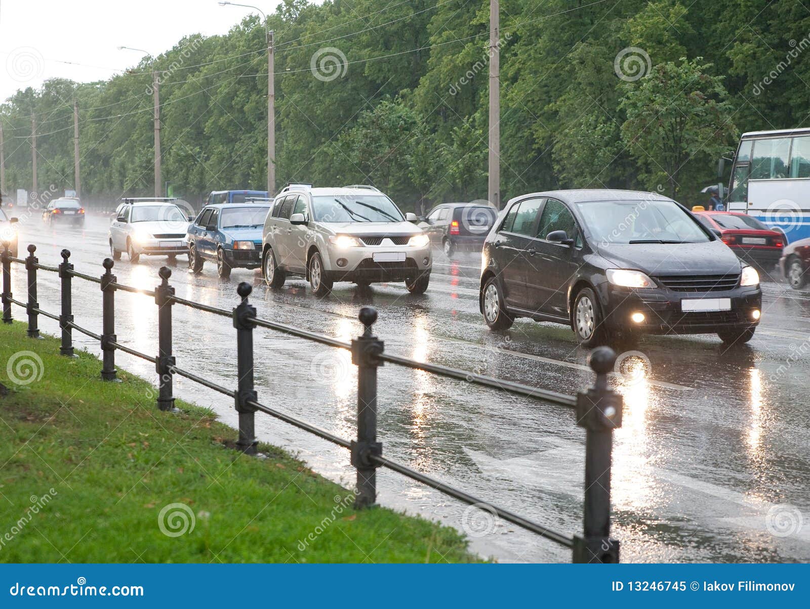 Highway on a rain stock image. Image of lamp, pavement - 13246745