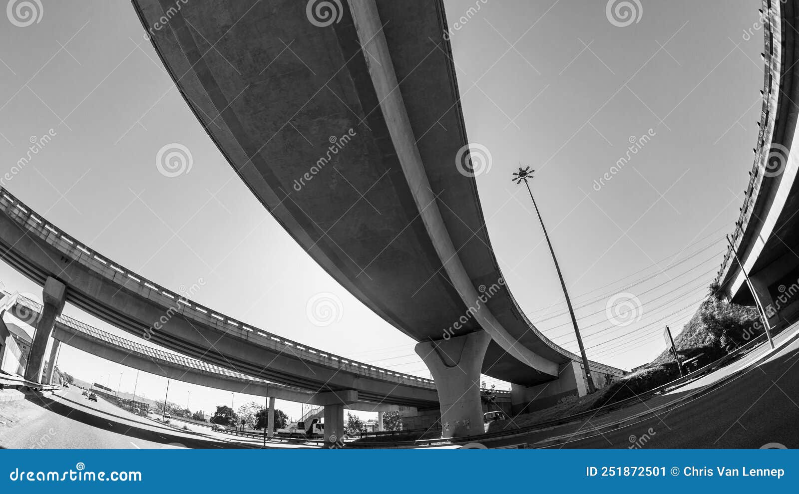 Highway Over Pass Ramp Black White Intersection Stock Image - Image of ...