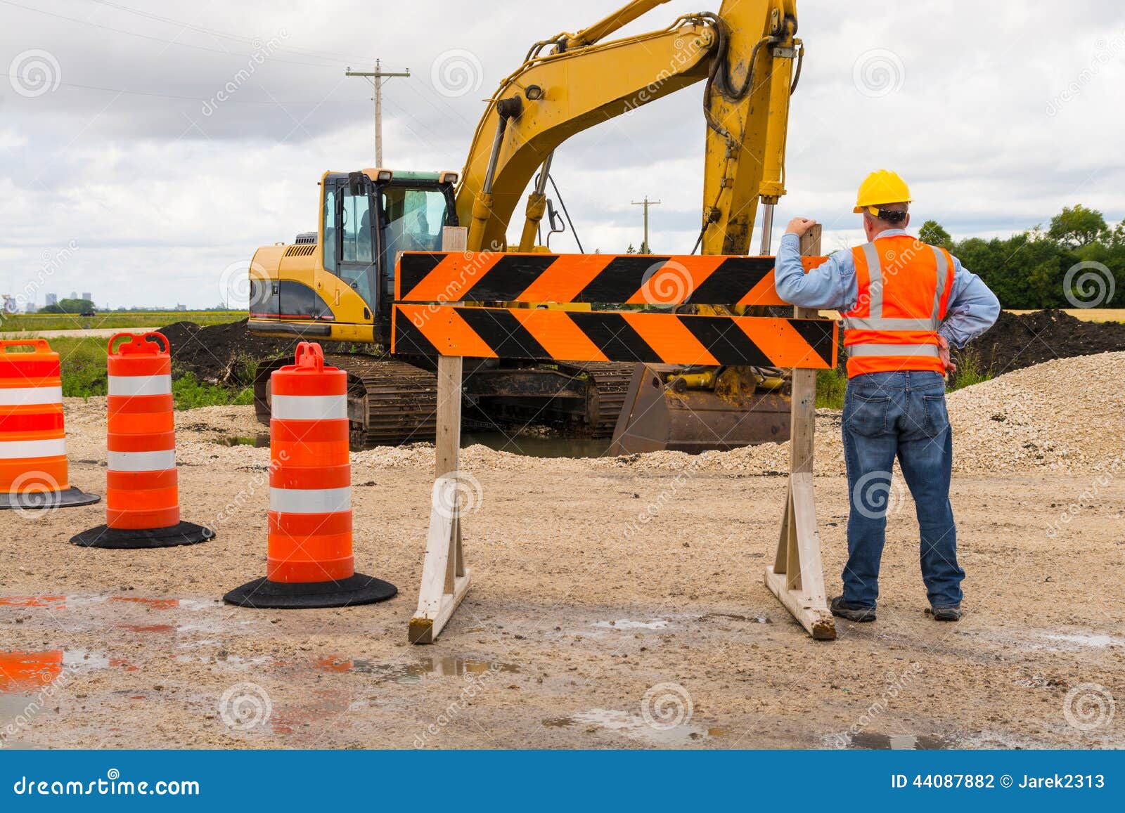 Highway Road Construction Worker Stock Photo - Image of transporation ...