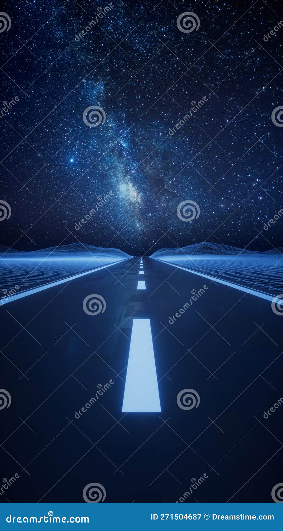 Highway Road with Digital Space Background, 3d Rendering Stock ...
