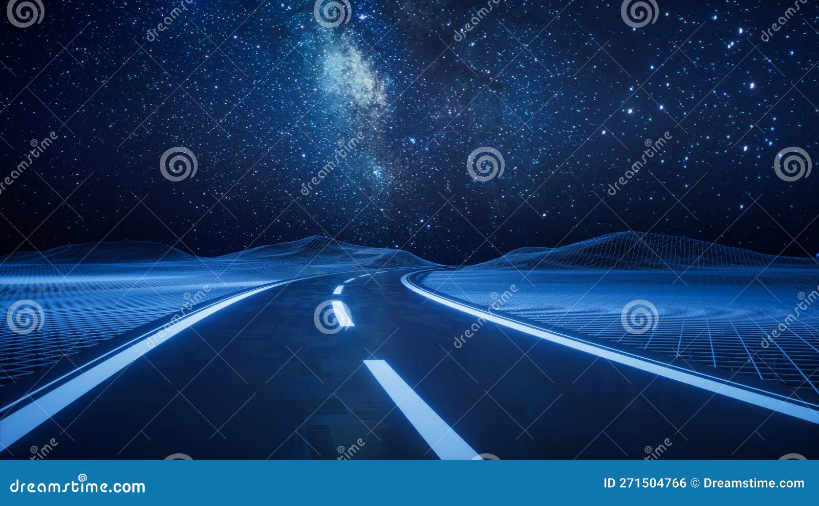 Highway Road with Digital Space Background, 3d Rendering Stock ...