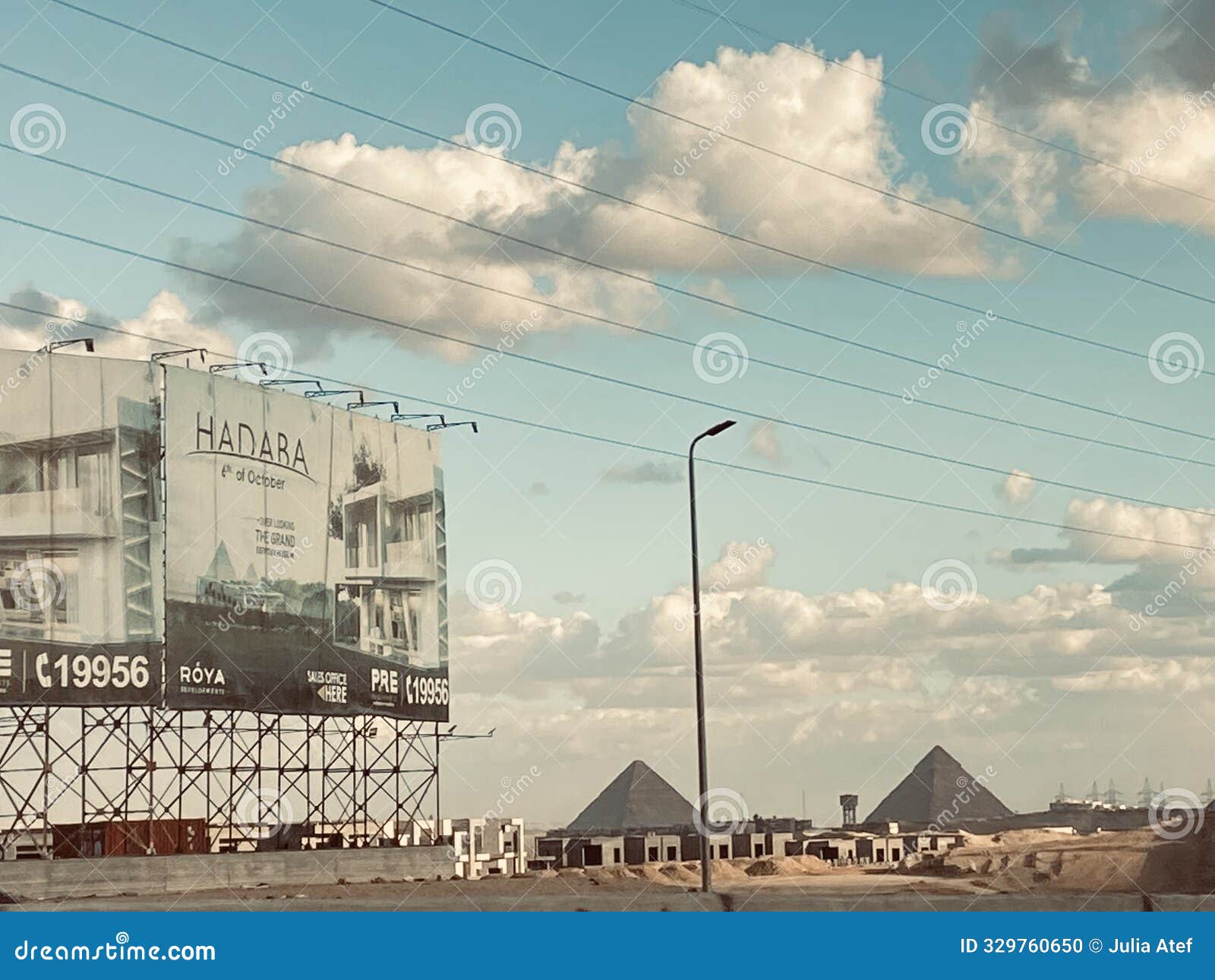 A Highway Road in Egypt Passing through the View of the Pyramids Editorial Image - Image of ...