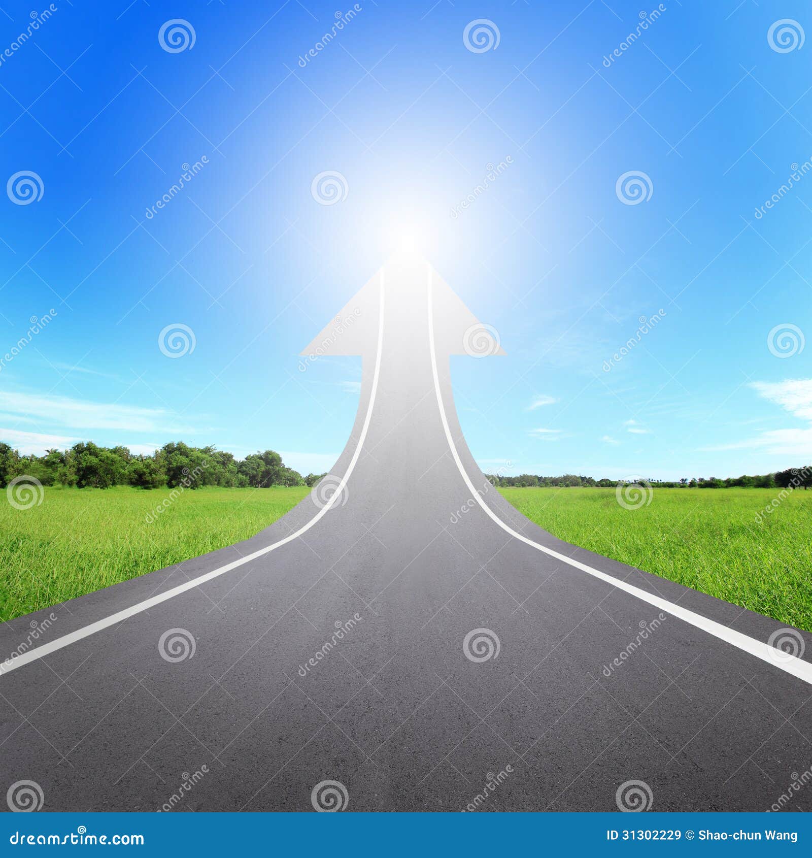 Highway Road Going Up As an Arrow Stock Image - Image of concept, green ...