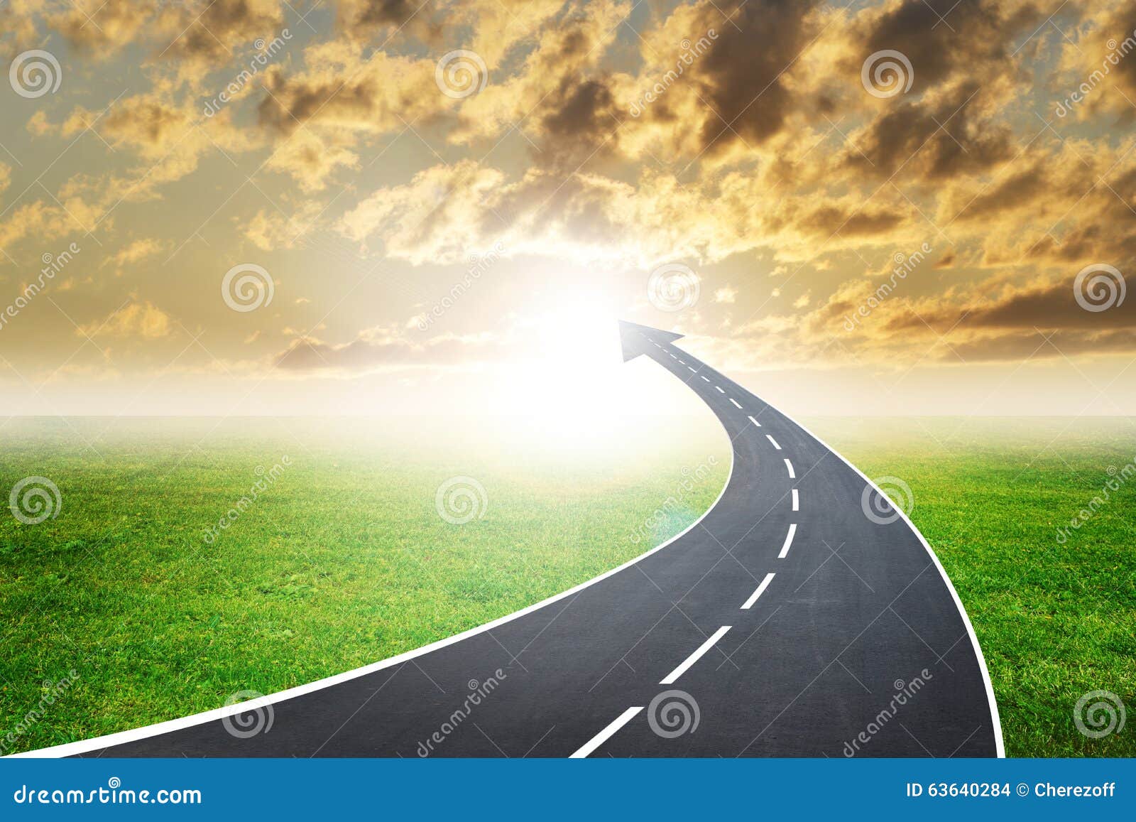 Highway Road Going Up As an Arrow in Sunset Stock Illustration ...