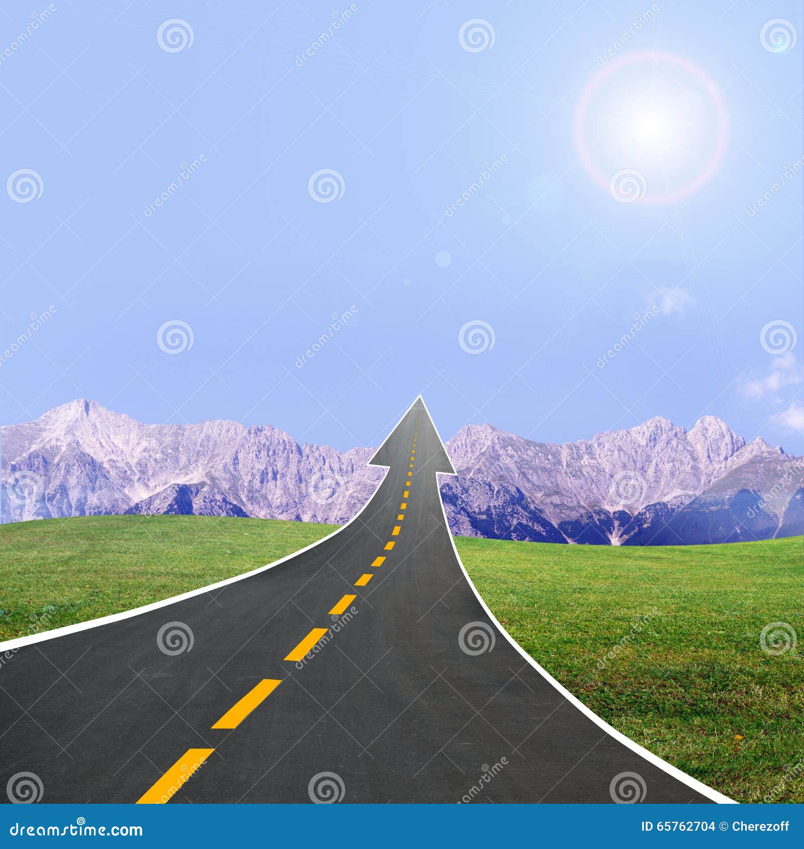 Highway Road Going Up Llike Arrow Stock Photo - Image of grass, field ...