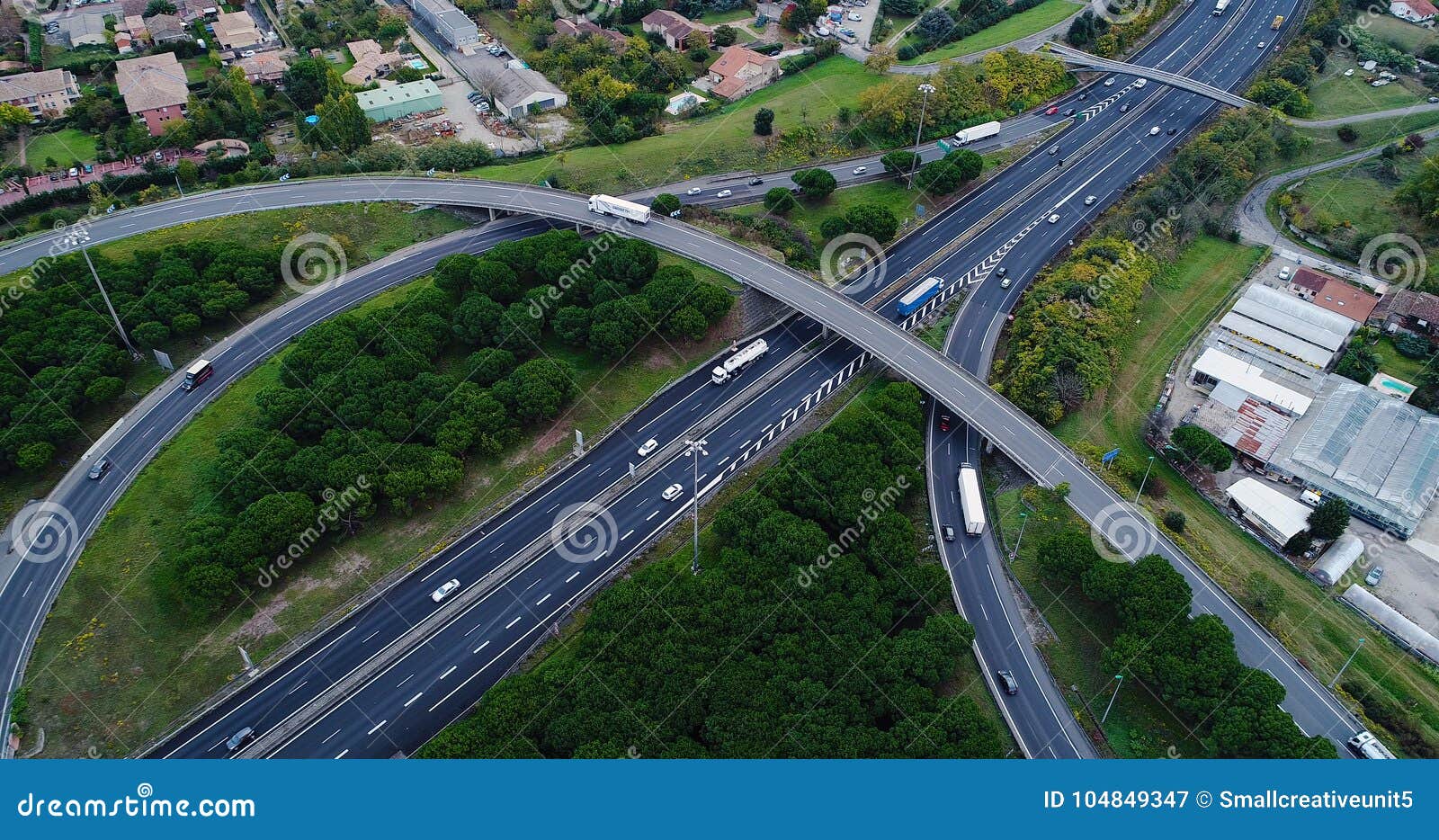 Highway and Road Interchange Stock Image - Image of freeway, green ...