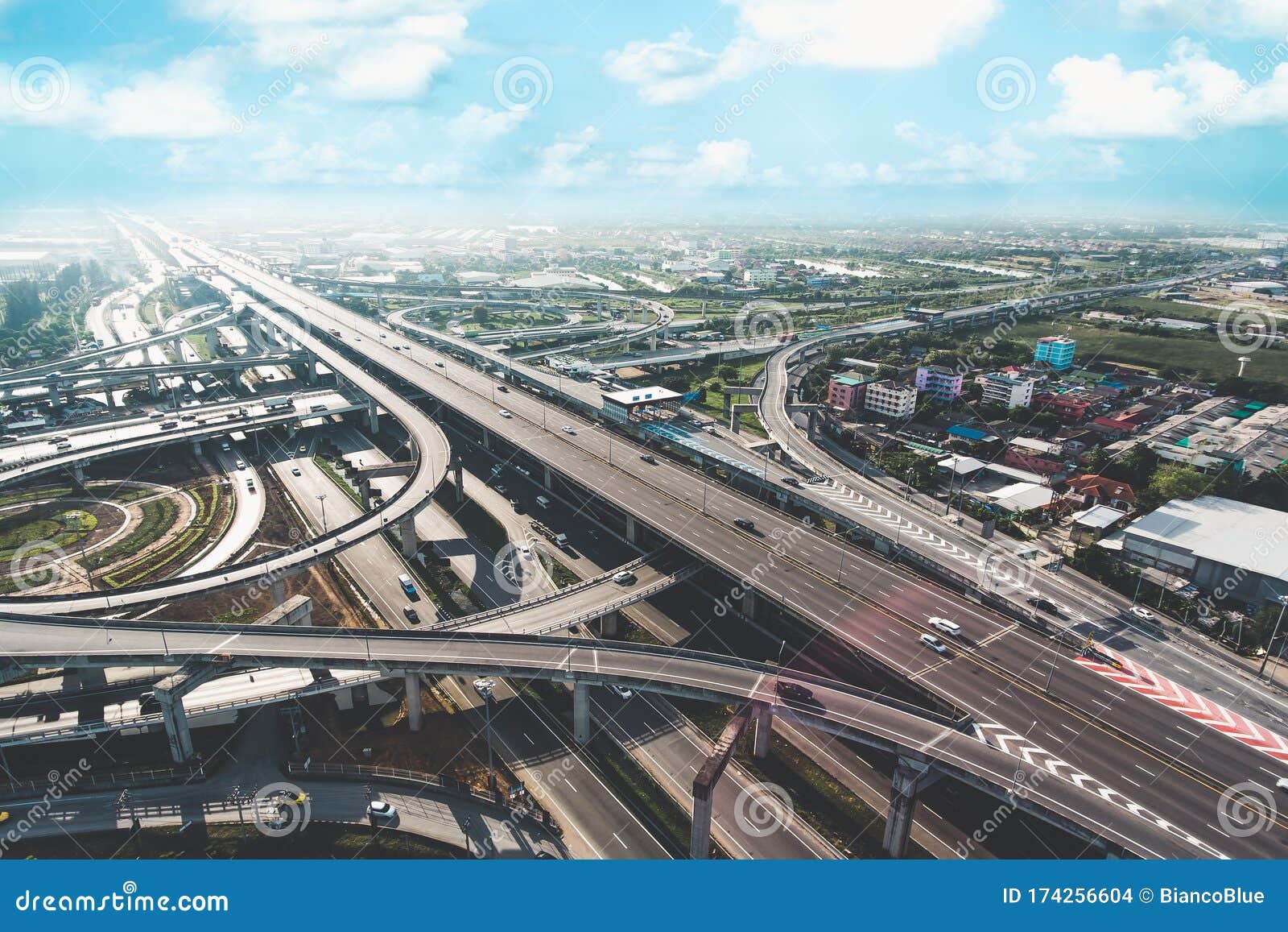 Highway Road Junction from Aerial View Stock Photo - Image of bridge ...
