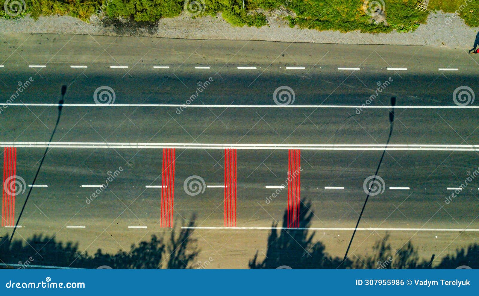 Highway with Road Markings from a Height. Close-up Stock Photo - Image ...