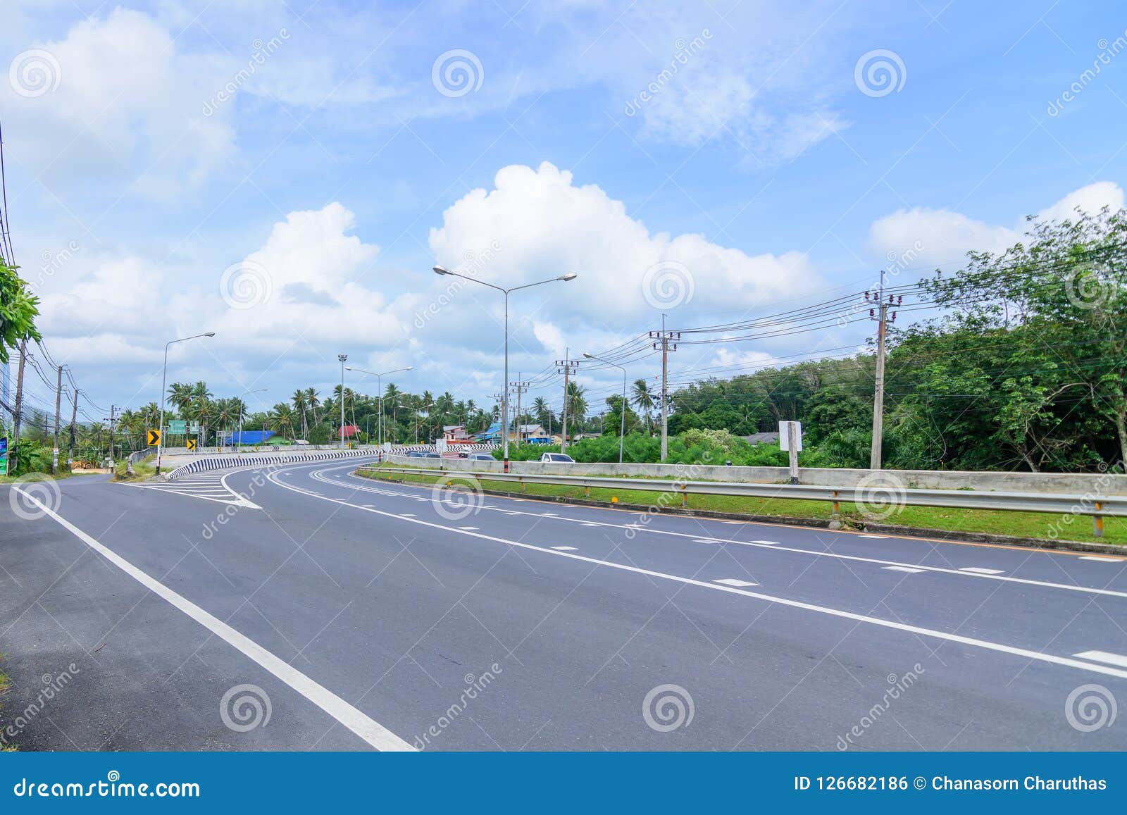 Highway, Road Route, White Lines, Guide Post Stock Photo - Image of ...
