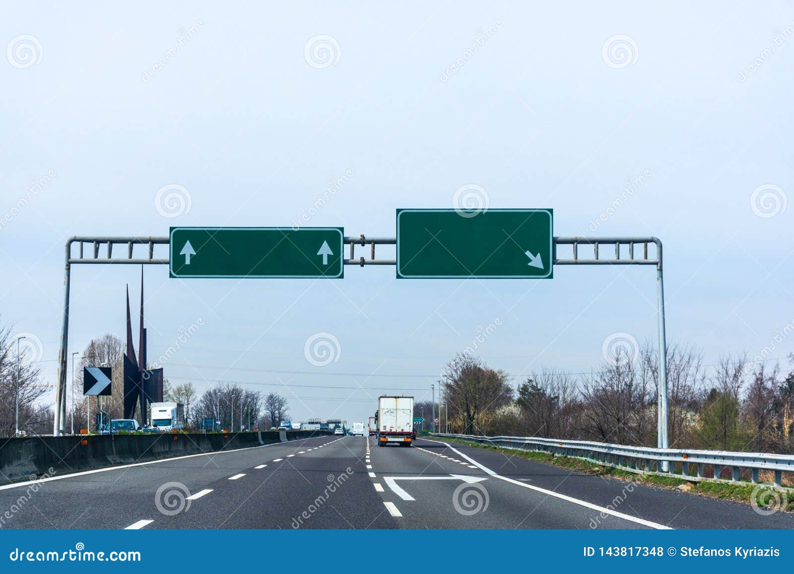 Blank Highway Road Signs With Blue And Sky Backgrounds Stock ...