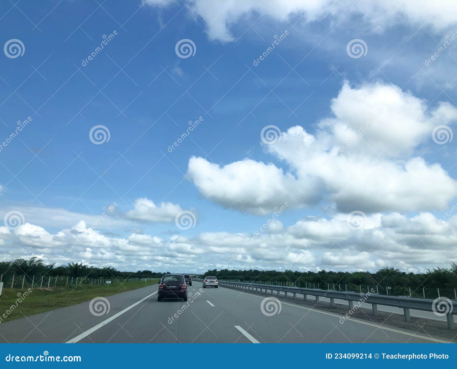 Highway Road and Sky Clouds. Panoramic View Stock Photo - Image of blue ...