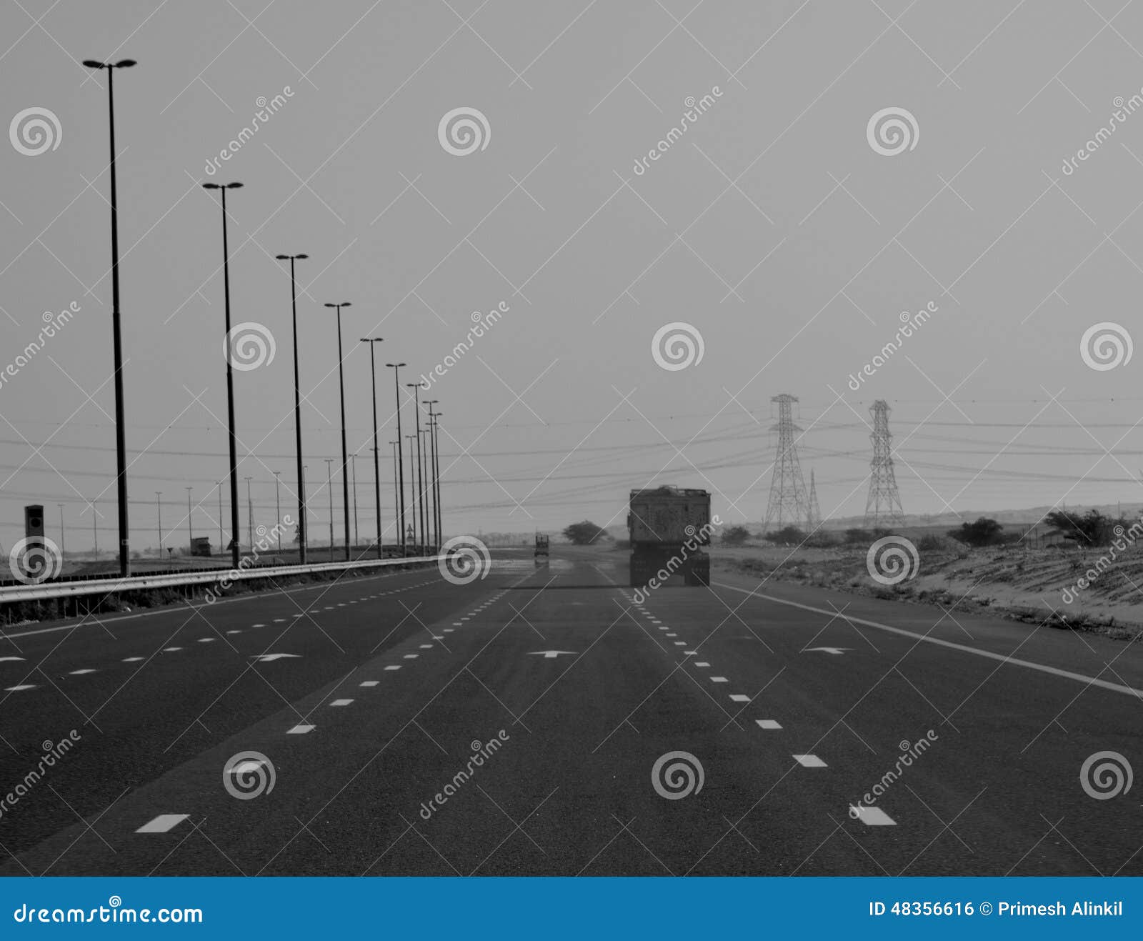 Long Highway with Different Speed Tracks Stock Photo - Image of line ...