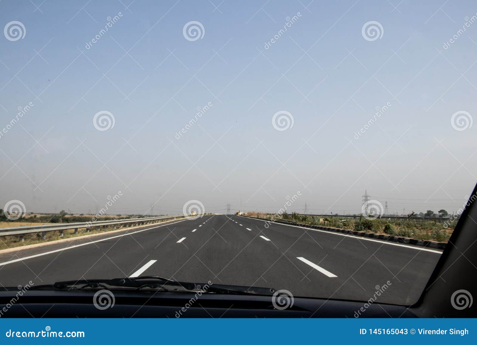 Highway Road View through Car Stock Image - Image of perspective, exit ...