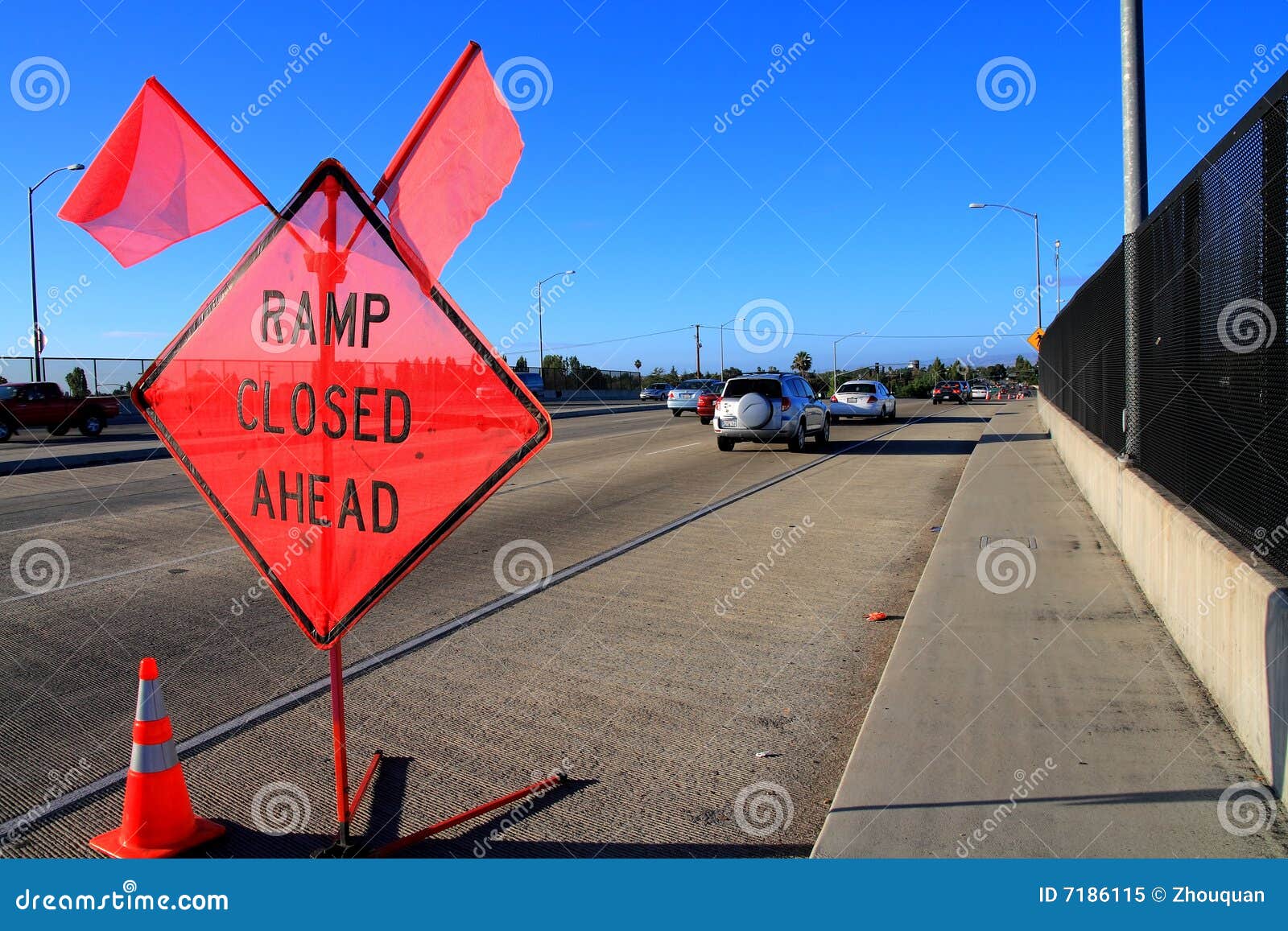 Highway road work stock image. Image of sign, california - 7186115