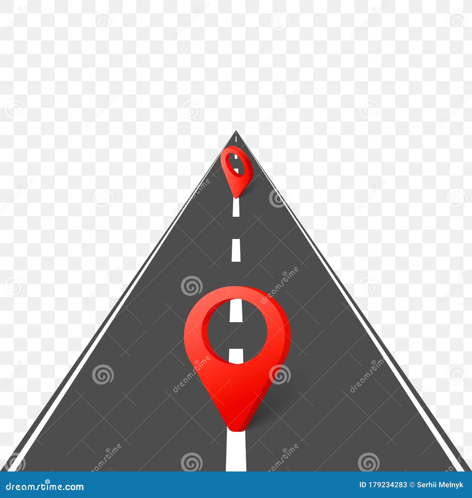 Highway Roadmap With Pins. Car Road Direction, Gps Route Pin Road Trip ...