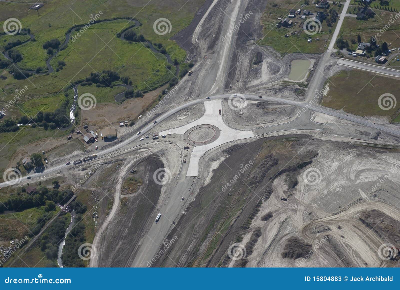 Highway Roundabout Intersection Stock Image - Image of montana, cranes ...