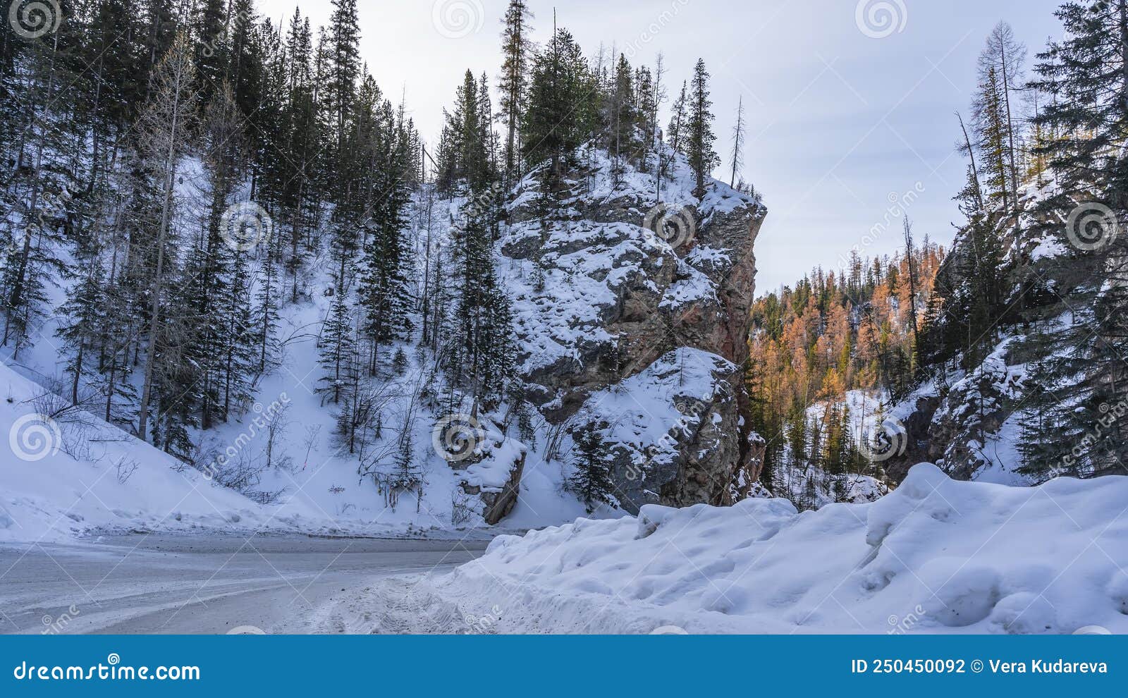 The Highway Runs between Cliffs with Steep Slopes Stock Photo - Image ...