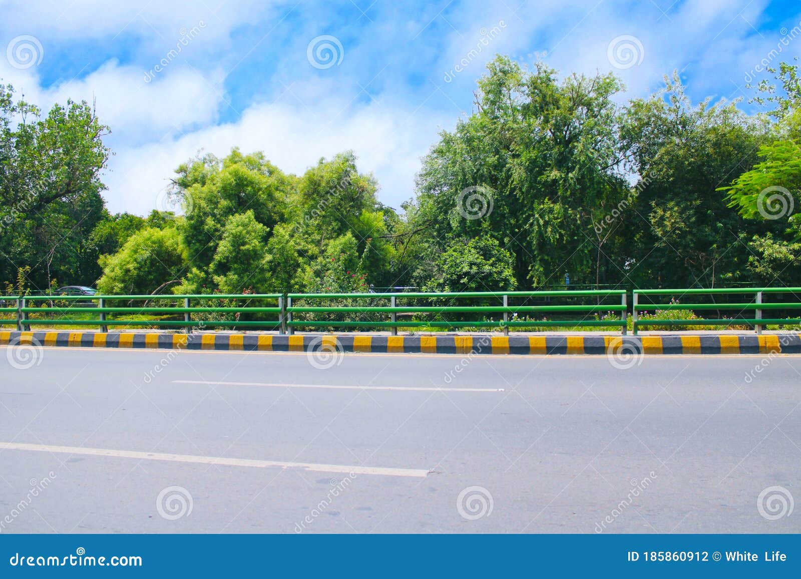 Highway Runs through Trees Green Belt in Pakistan. Stock Photo - Image ...