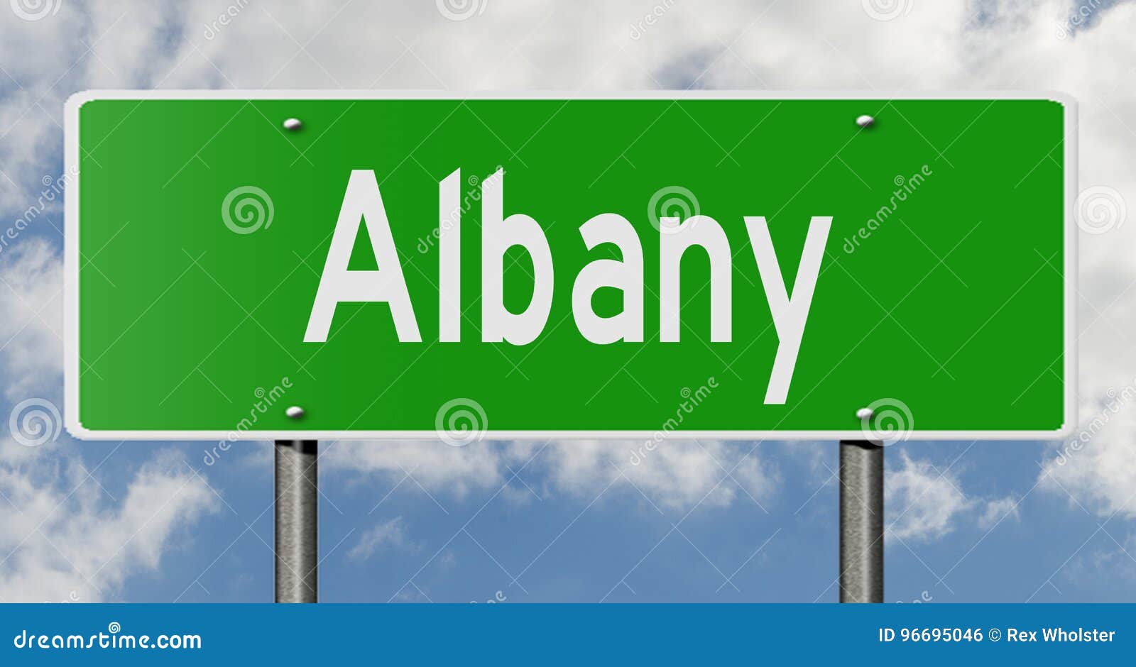 Highway sign for Albany stock illustration. Illustration of road - 96695046