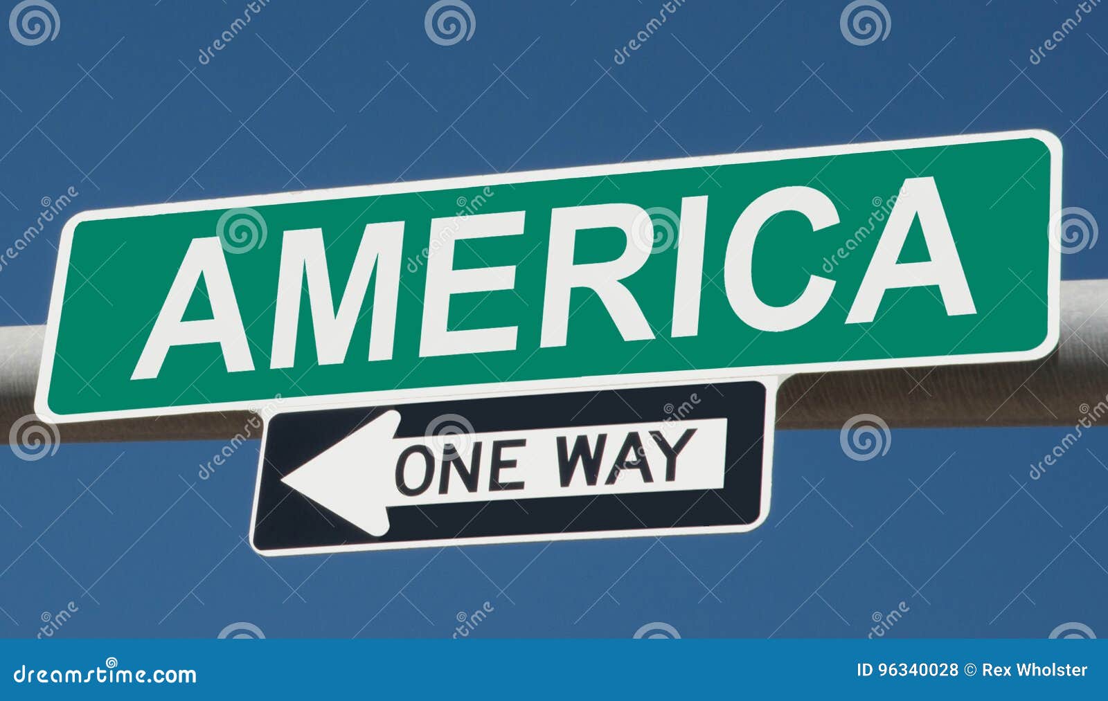 Highway Sign with AMERICA and ONE WAY Stock Illustration - Illustration ...
