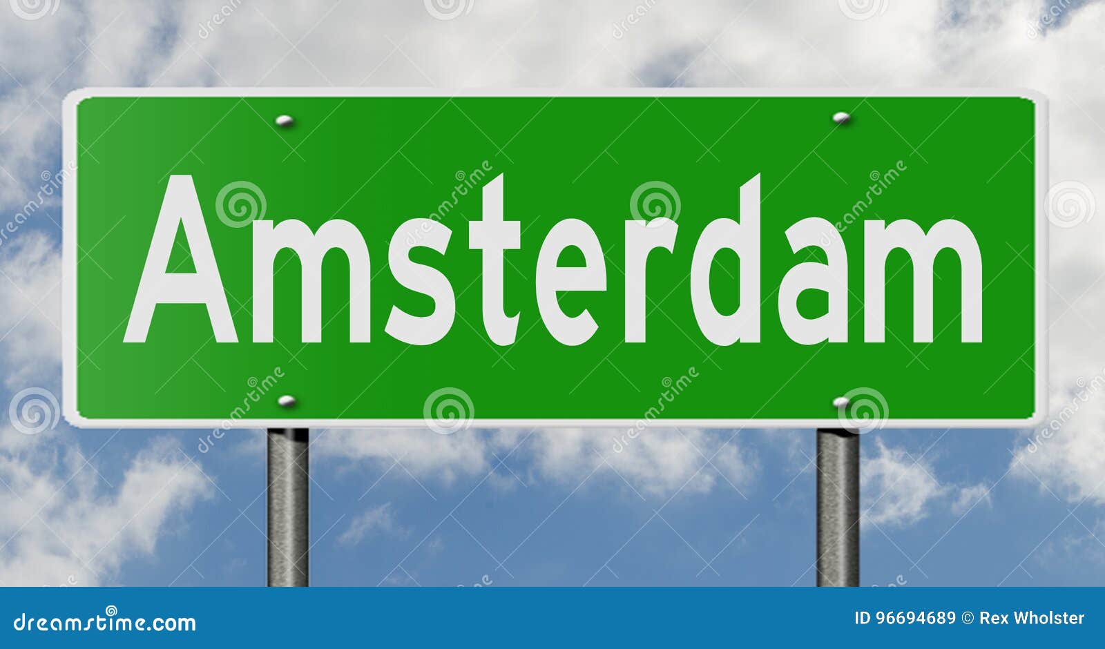 Highway sign for Amsterdam stock illustration. Illustration of auto ...