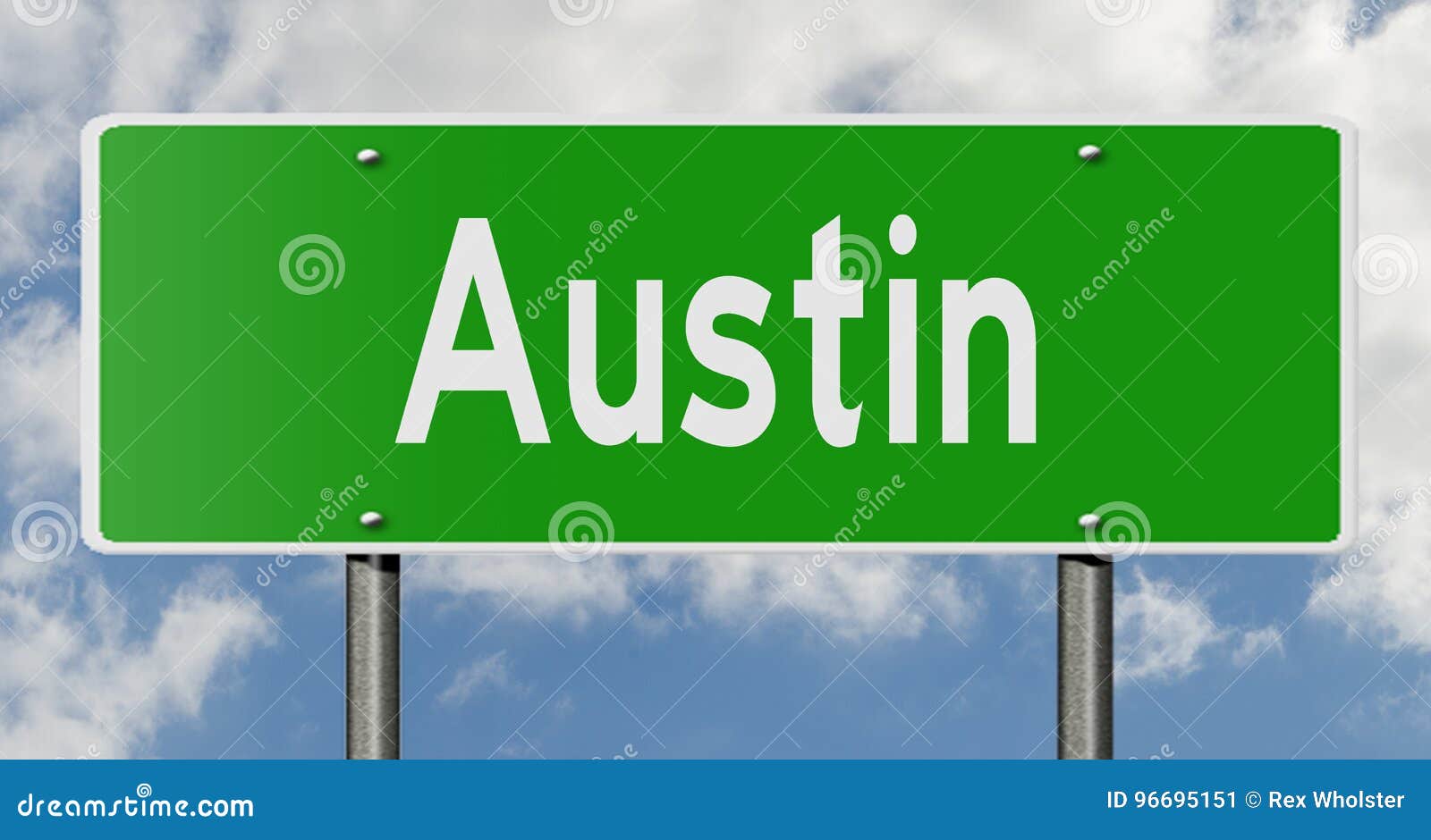 Highway Sign for Austin Texas Stock Illustration - Illustration of ...