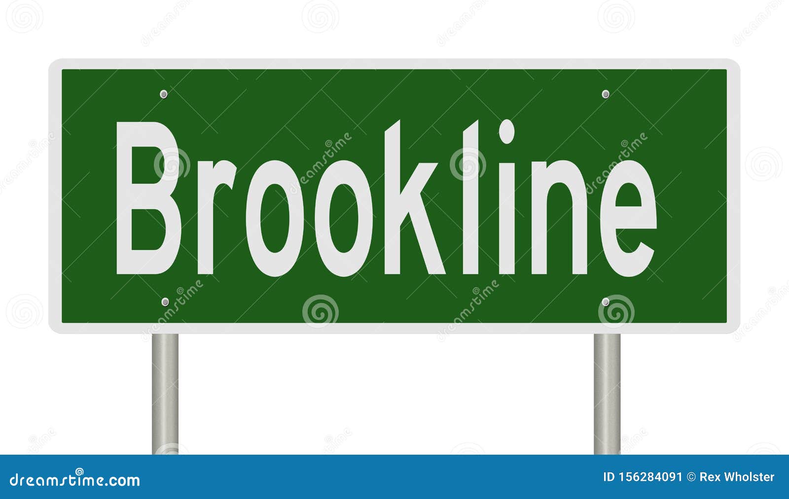 Highway Sign for Brookline Massachusetts Stock Illustration ...