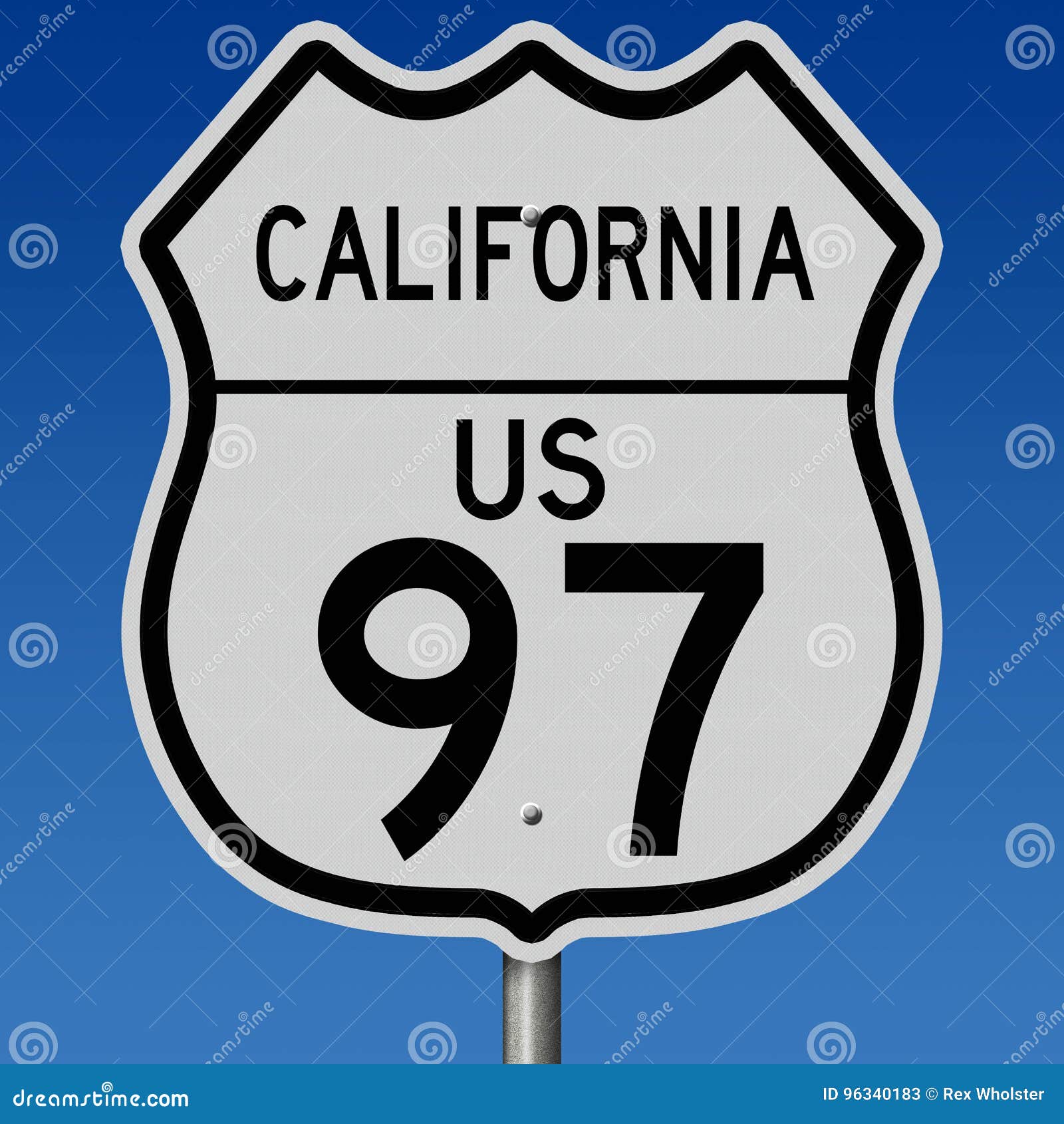 Highway Sign for California Route 97 Stock Illustration - Illustration ...