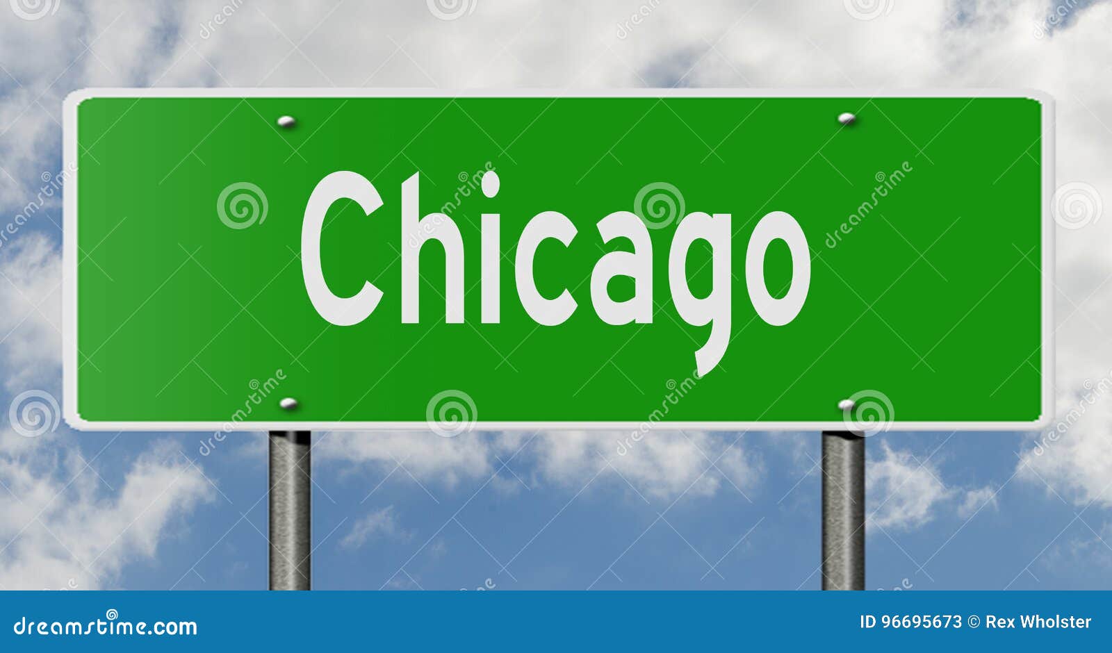 Highway sign for Chicago stock illustration. Illustration of midwest ...