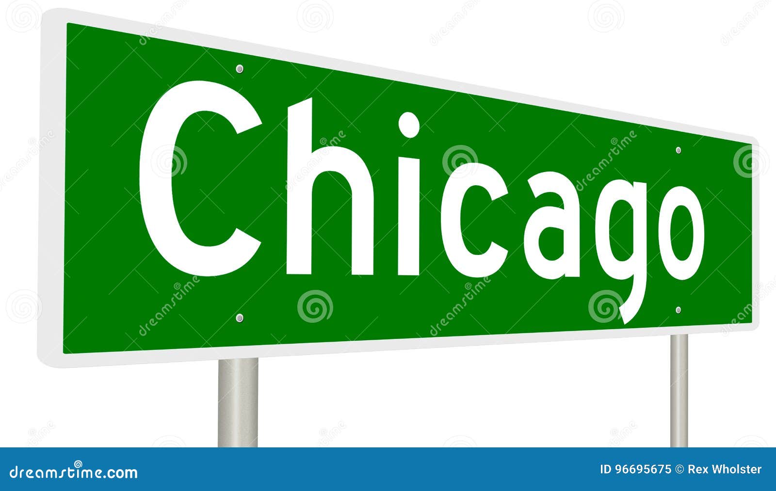 Highway Sign for Chicago Illinois Stock Illustration - Illustration of ...