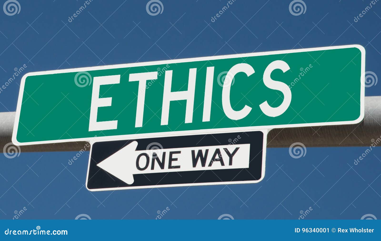 Highway Sign with ETHICS and ONE WAY Stock Illustration - Illustration ...