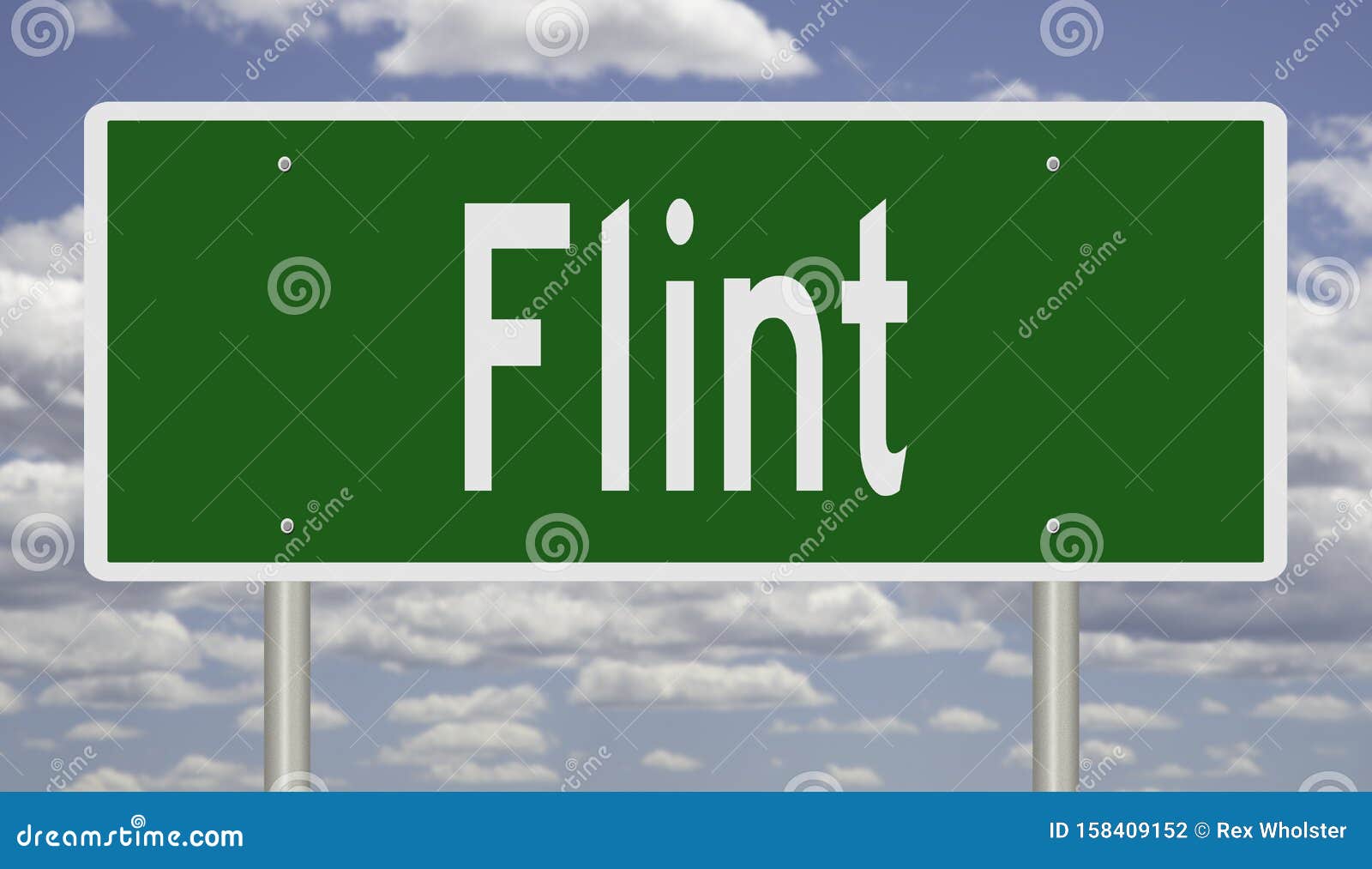 Flint Road Sign Showing Population And Elevation Royalty-Free Stock ...