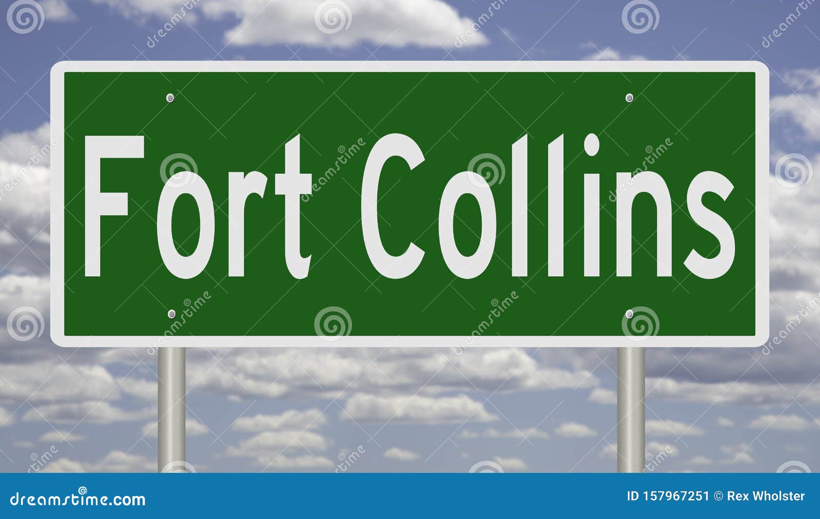 Highway Sign for Fort Collins Colorado Stock Illustration ...