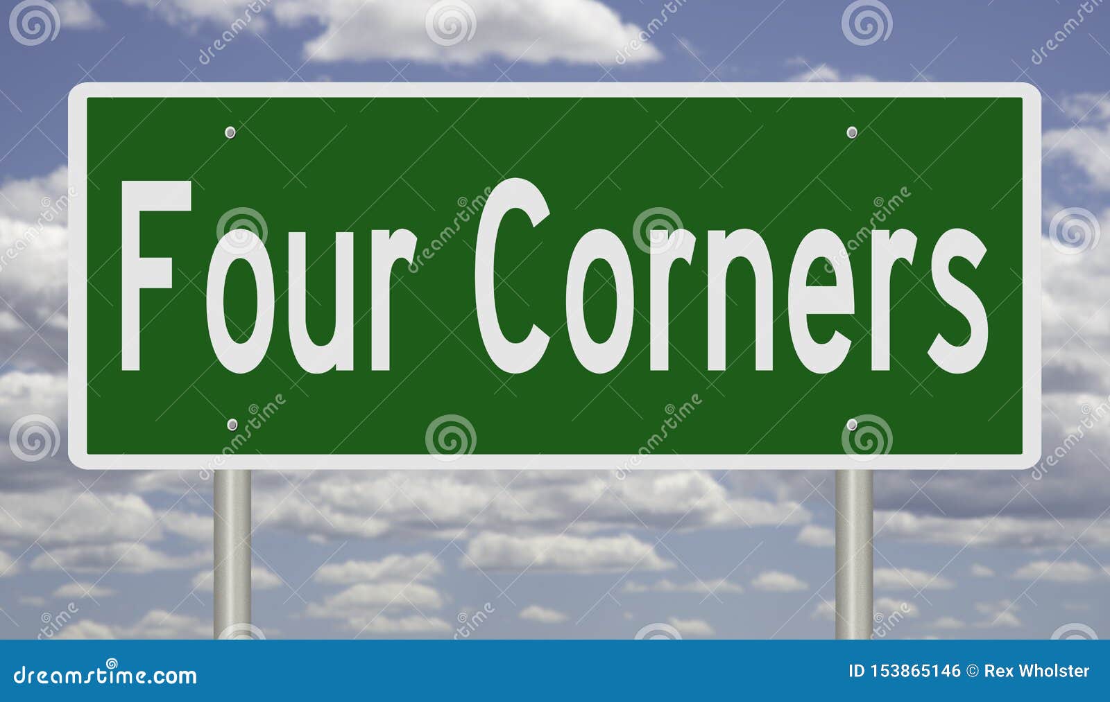 Highway Sign for Four Corners Stock Illustration - Illustration of ...
